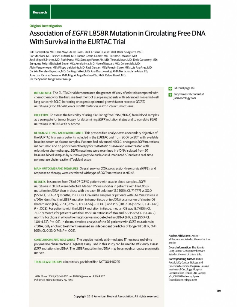 Association of EGFR L858R Mutation in Circulating Free DNA With ...